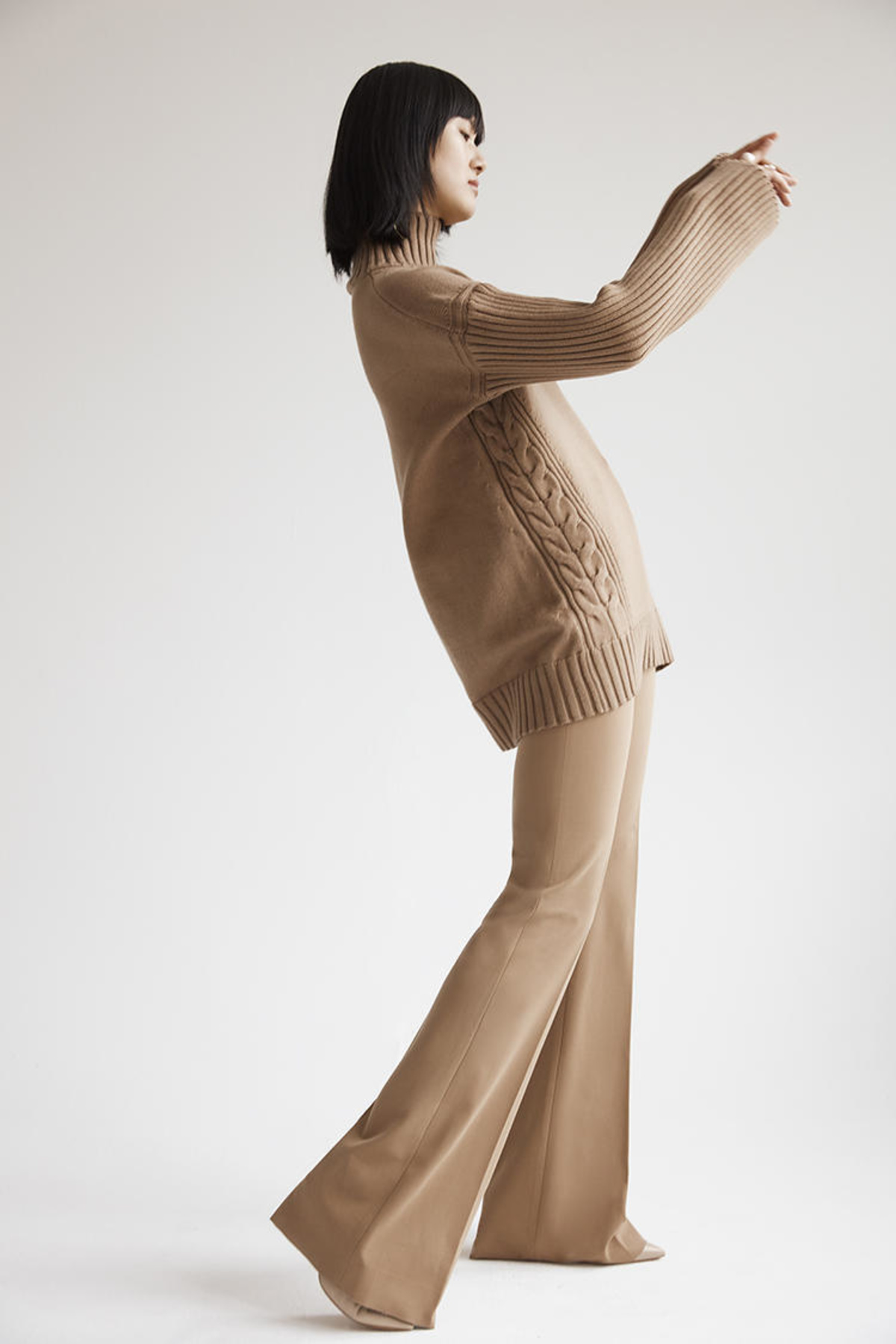 Adeam High Waisted Boot Leg Pant - Camel | Garmentory