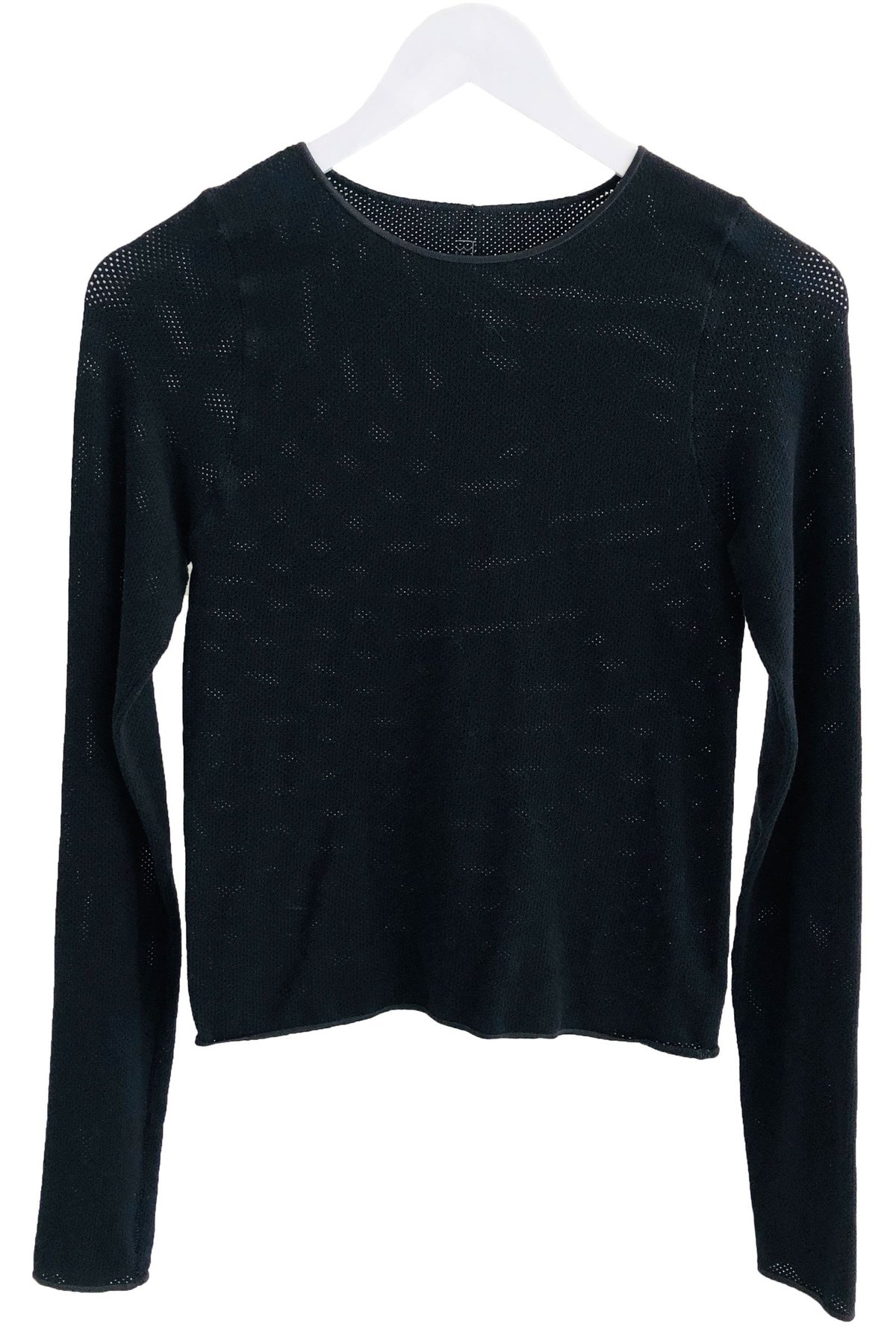 Baserange Odea Longsleeve Cotton Mesh Top - Black | Garmentory