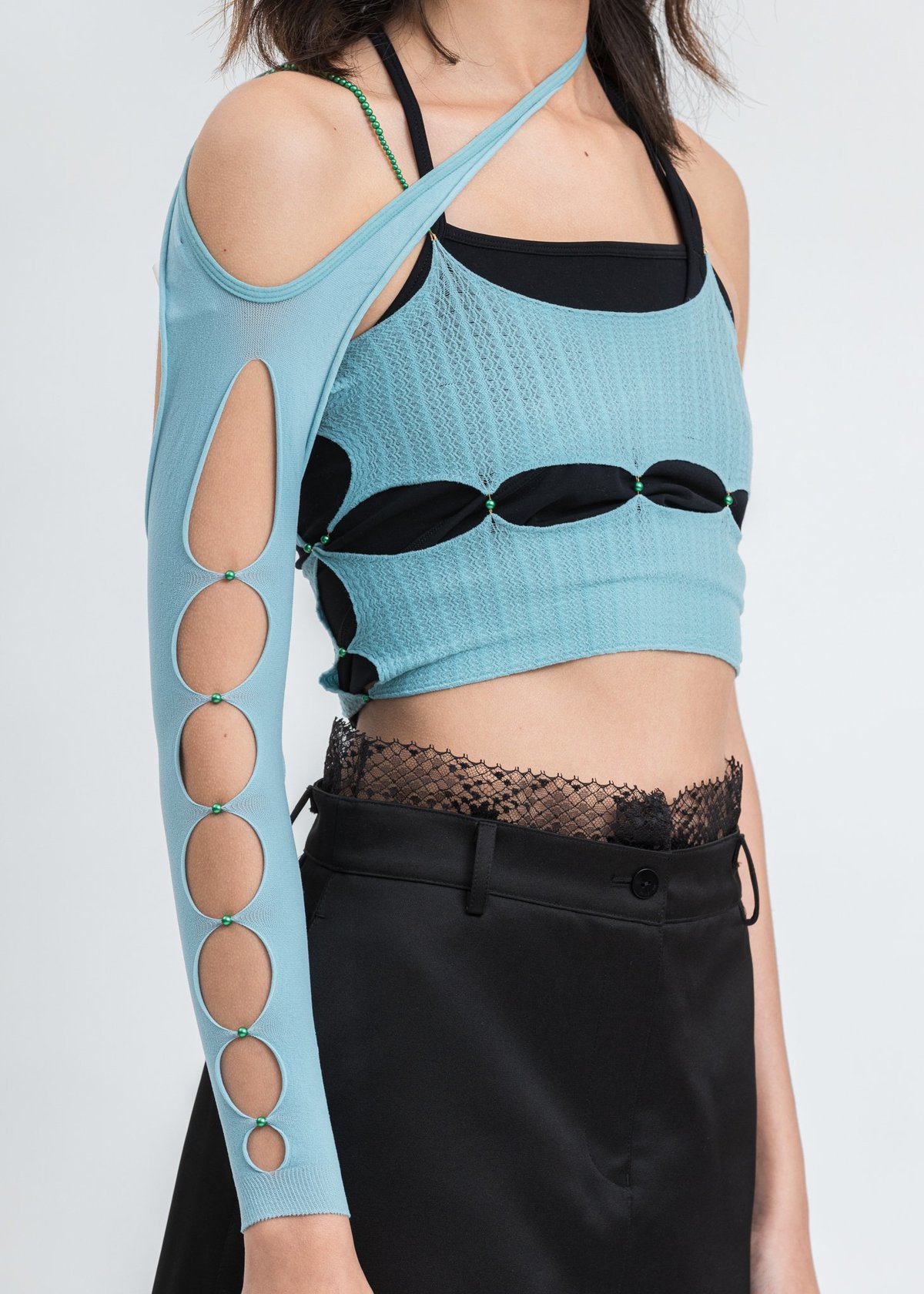 Rui Long Single Arm Sleeve Top - Aqua | Garmentory