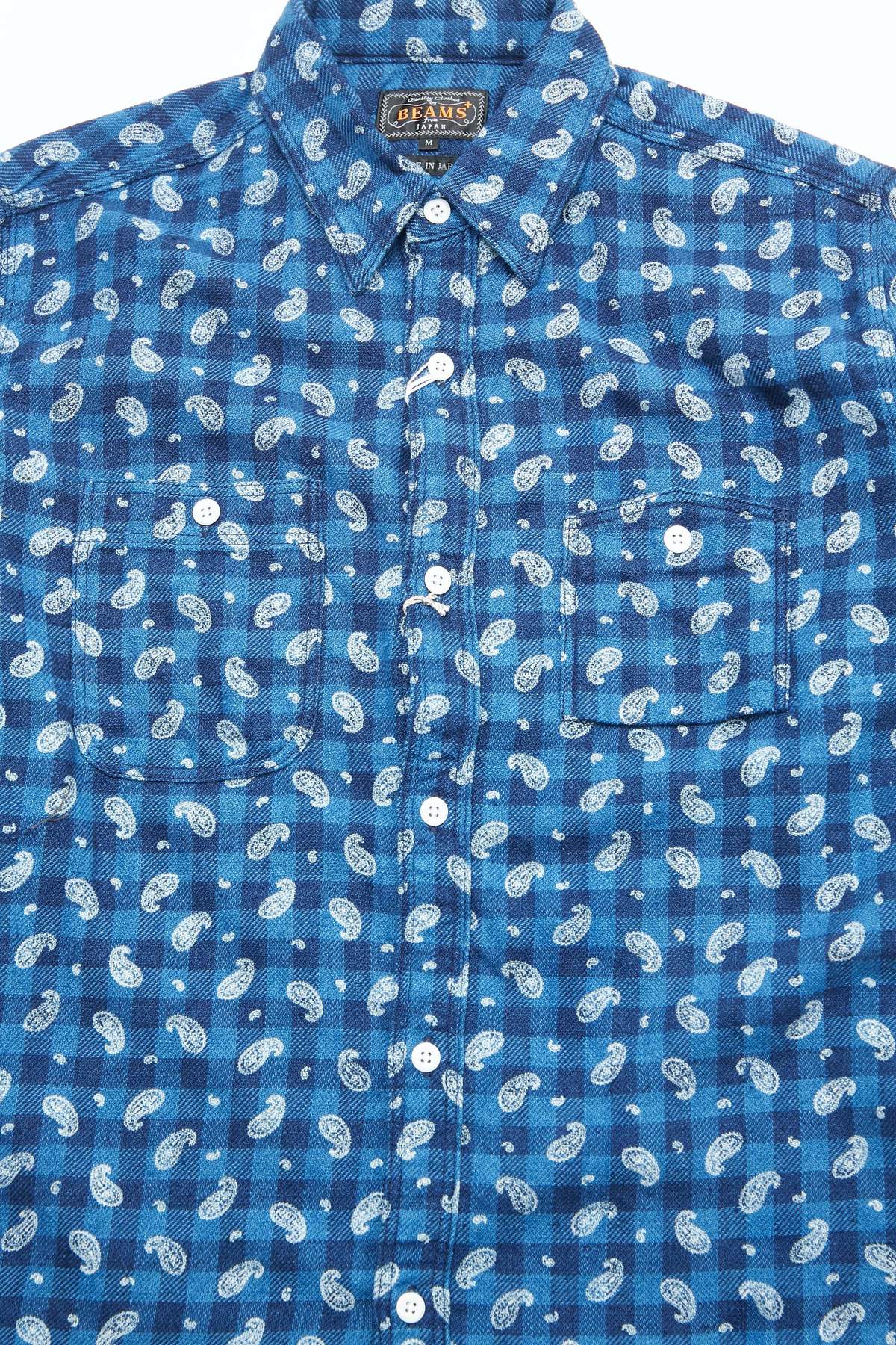 Beams Plus Work Indigo Discharge Print Shirt - Paisley | Garmentory