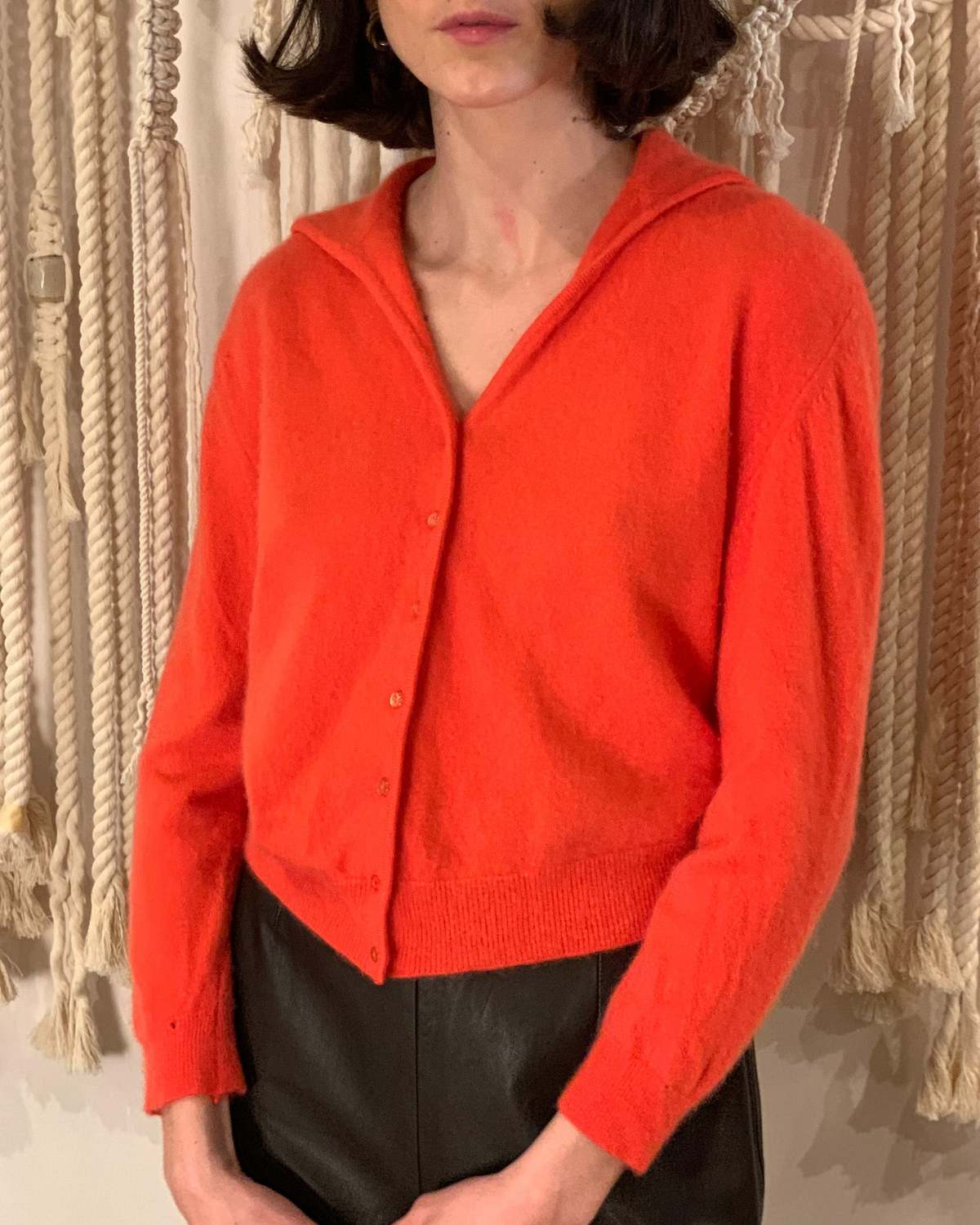 Vintage Papaya Cashmere Collared Sweater - Papaya | Garmentory