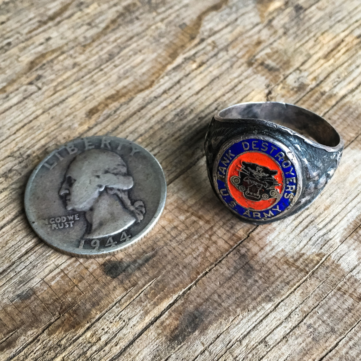 WW2 STERLING SILVER U.S. ARMY TANK DESTROYER RING | Garmentory