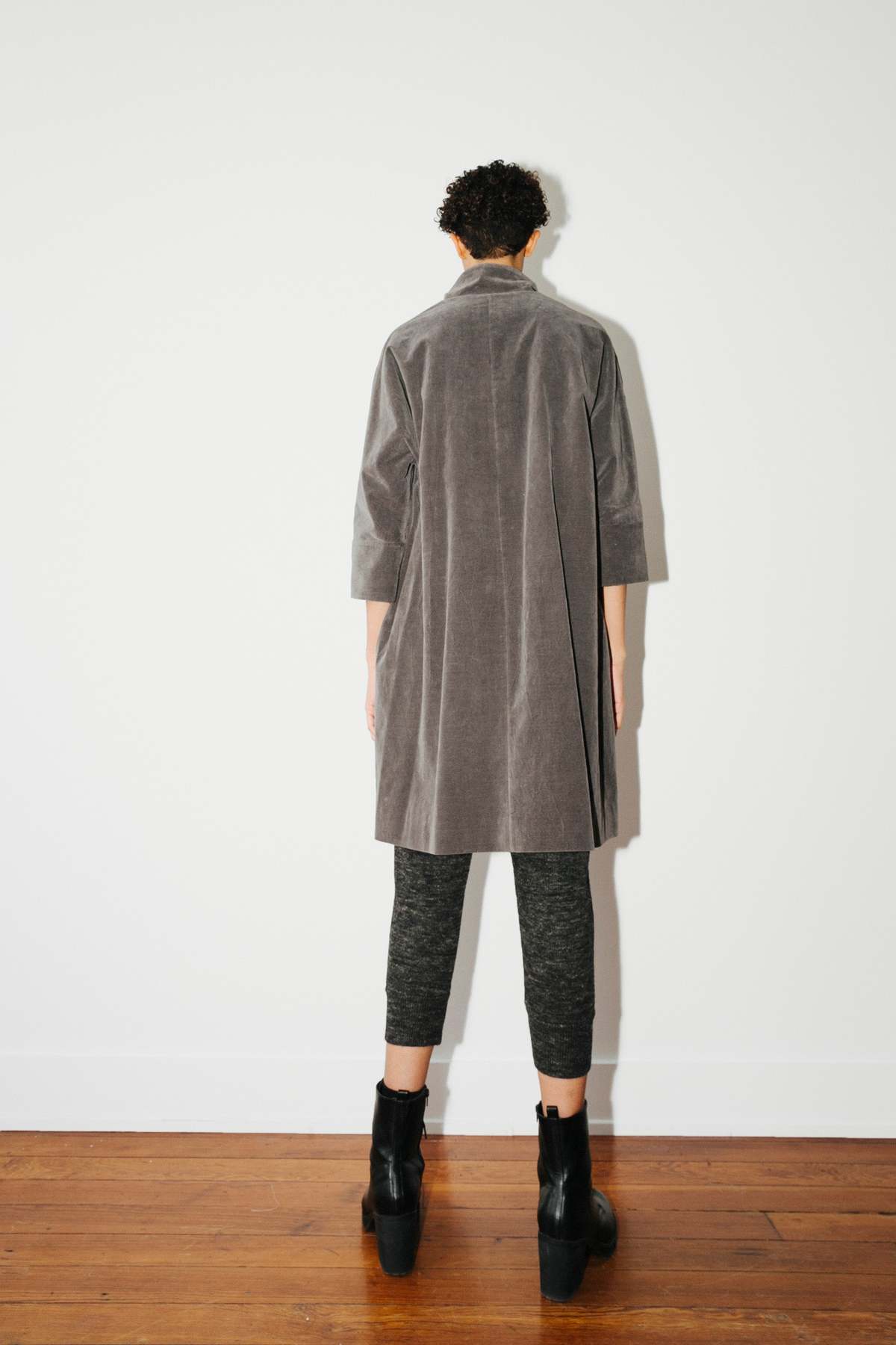 ICHI ANTIQUITES Wool and Linen Coat - charcoal | Garmentory