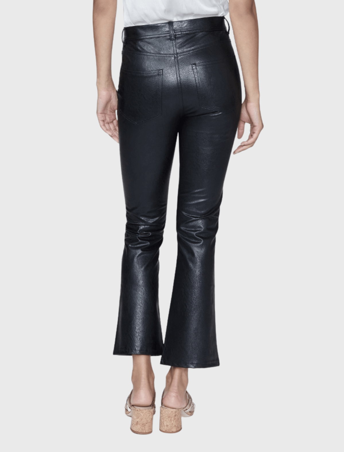 Paige Claudine Vegan Leather Ankle Flare Pan - Caviar | Garmentory