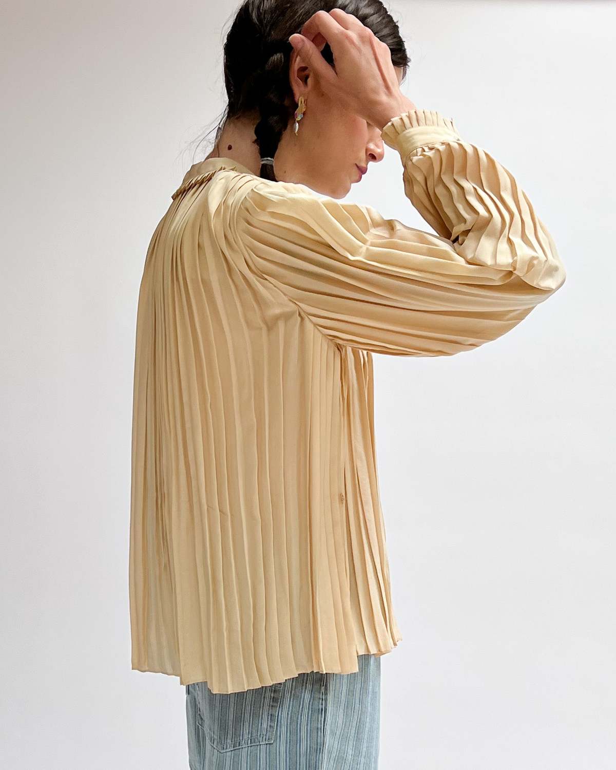 Silk Pleated Blouse - Cream | Garmentory