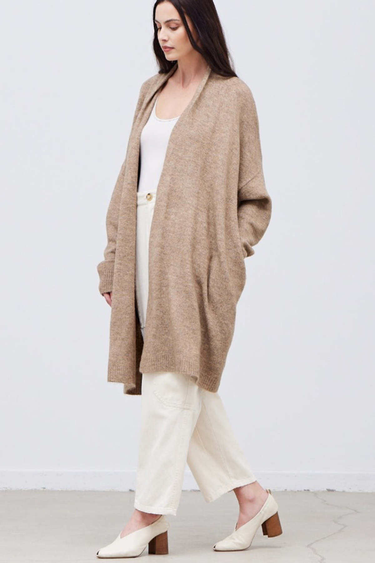 Grade & Gather OPEN FRONT CARDIGAN - TWIG | Garmentory